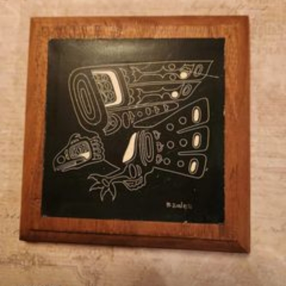 Art | Haida Art Wood Plaque Hand Crafted Scraperboard Flying Eagle ...
